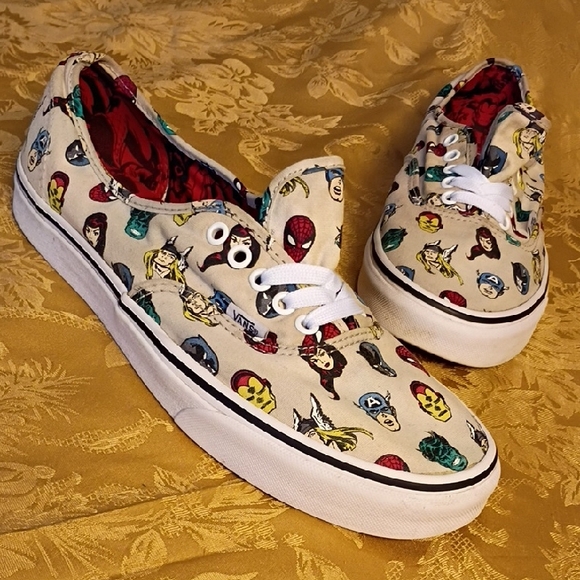 Vans | Shoes | Vans Rare Marvel Cream And Vibrant Character Designs ...
